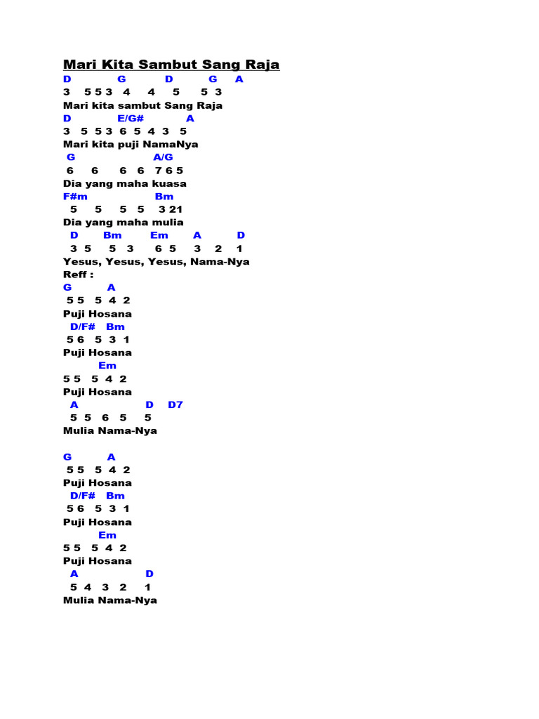 Mari Kita Sambut Sang Raja | PDF | Seni & Disiplin Bahasa