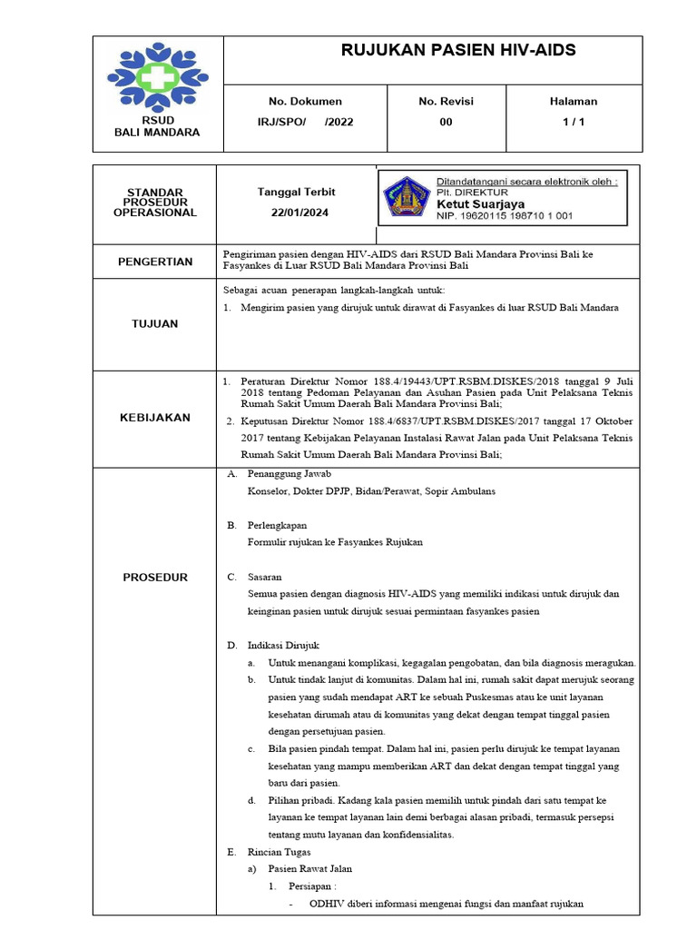 Prosedur Rujukan Pasien HIV-AIDS | PDF