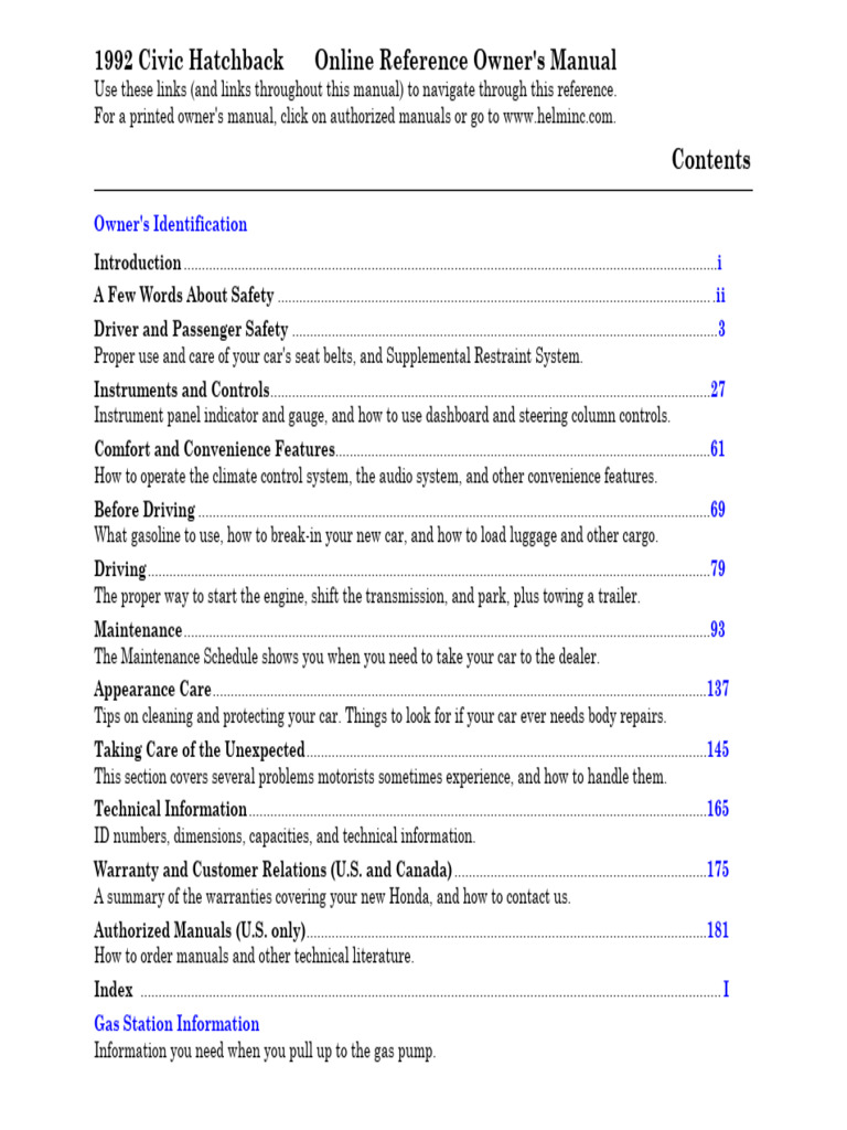 1992 Honda Civic Hatchback | PDF | Seat Belt | Airbag