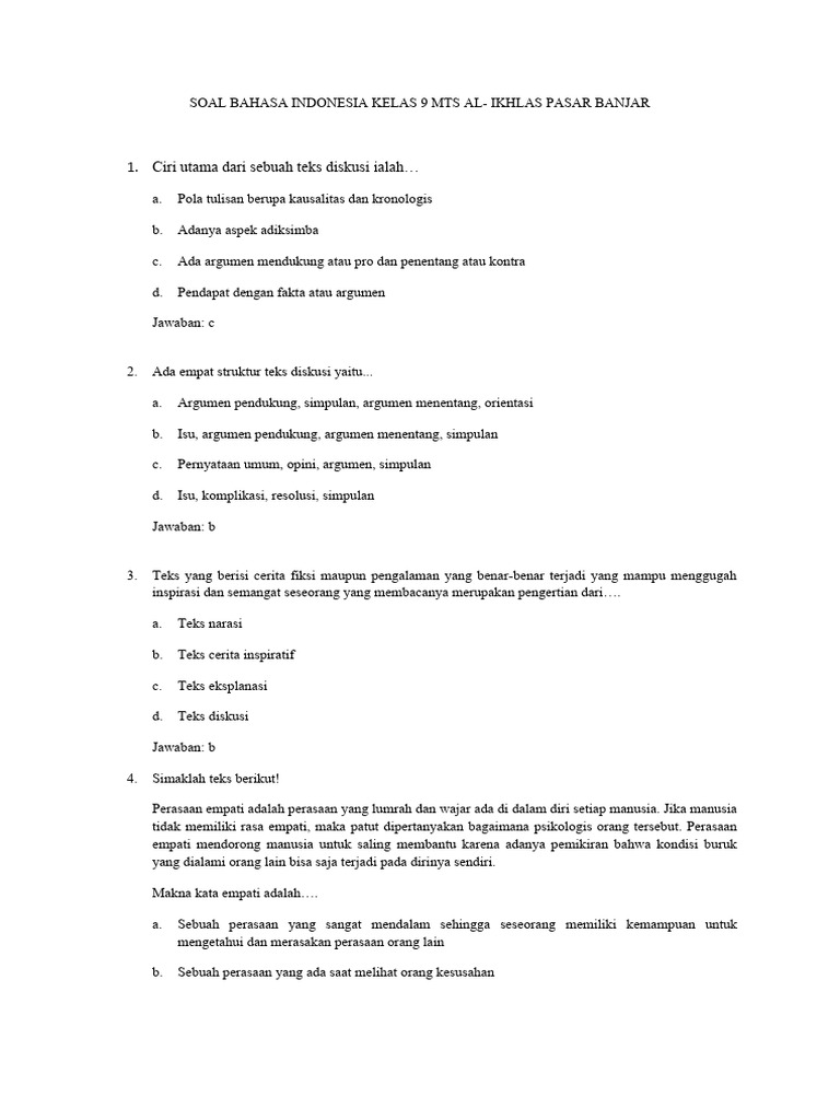 Soal Kelas 9 Fix | PDF | Kajian Bahasa Asing | Fiksi Umum
