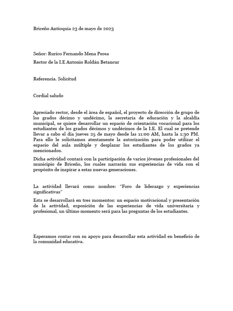 Carta Al Rector | PDF