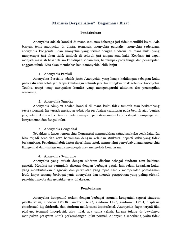 Anonychia: Penyebab dan Jenisnya | PDF | Sains & Matematika