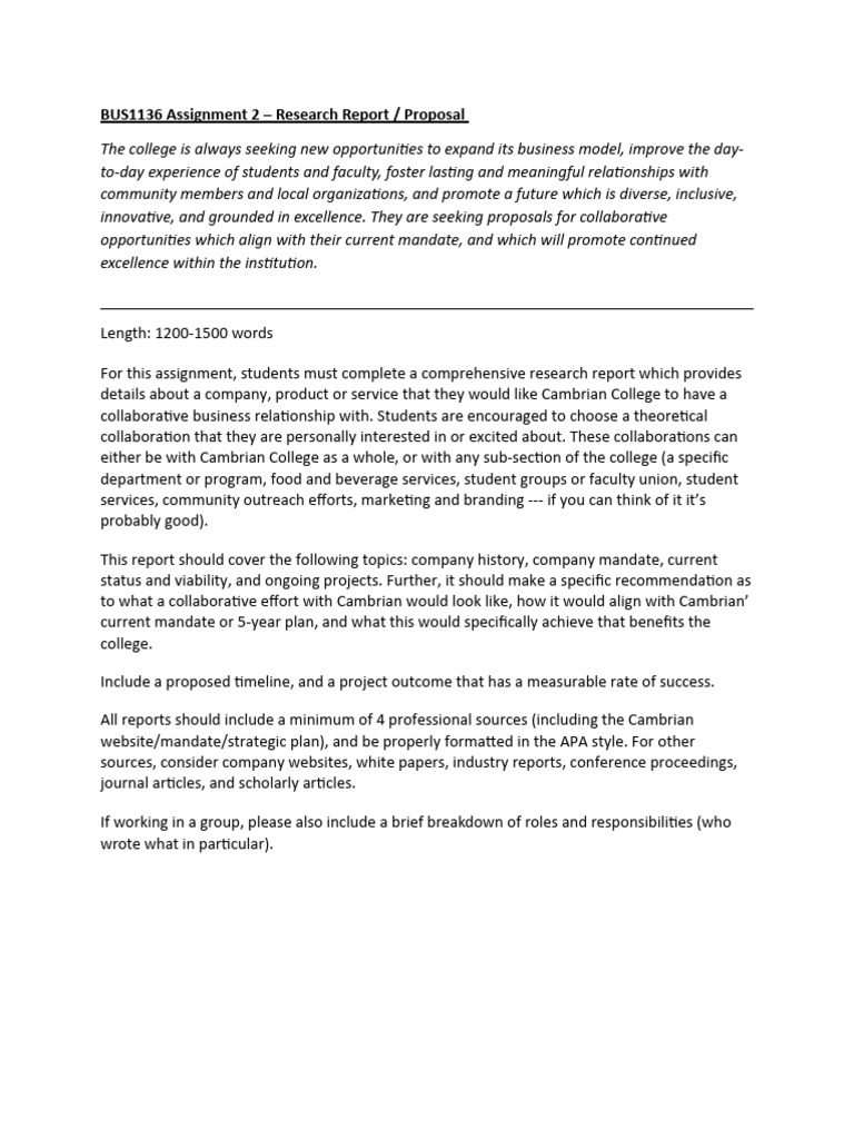 BUS1136 Assignment 2 - Research Report | PDF | Citation | Apa Style