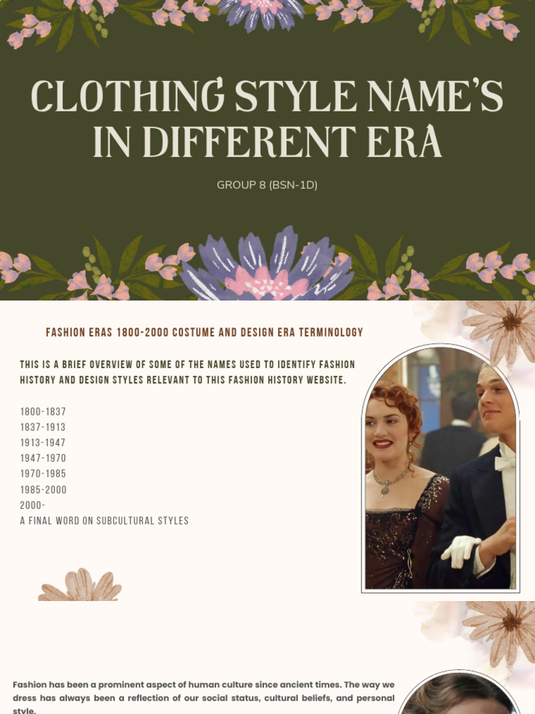 Fashion Eras: 1800-2000 Overview | PDF | Cultural Trends | Popular ...