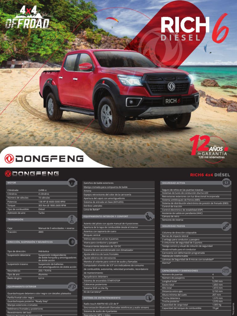 FICHA R6 DIESEL 4x4 COSTA OFF ROAD 2021 | PDF | Tracción en las cuatro ...
