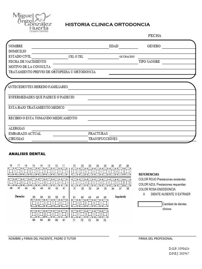 Historia Clinica Ortodoncia | PDF | Ortodoncia | Ramas de Odontología