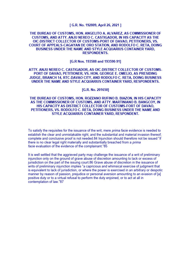 Cases On Injunction | PDF | Injunction | Ex Parte