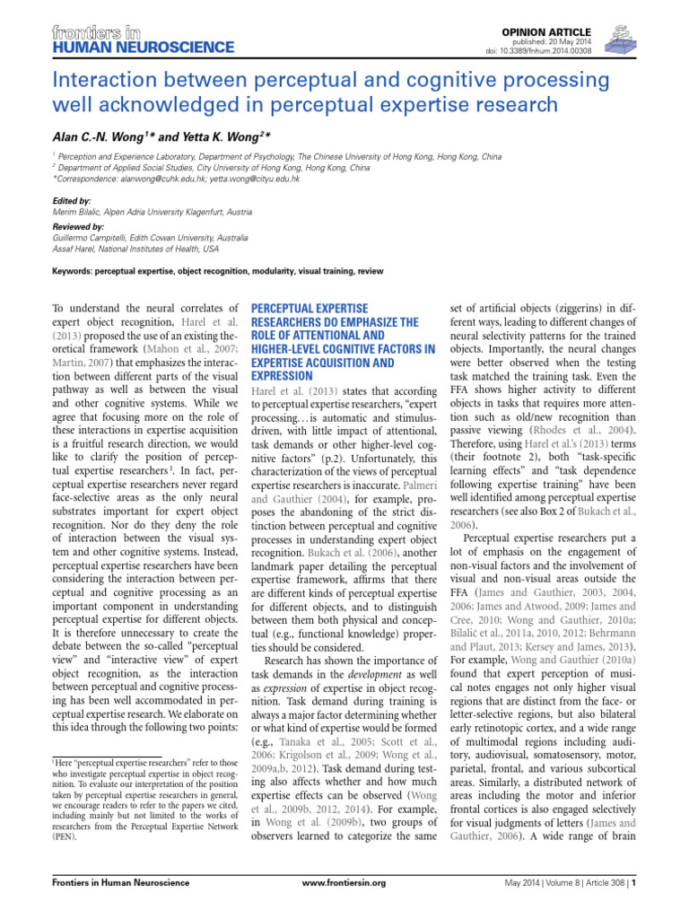 Perceptual Expertise Research | PDF | Perception | Expert