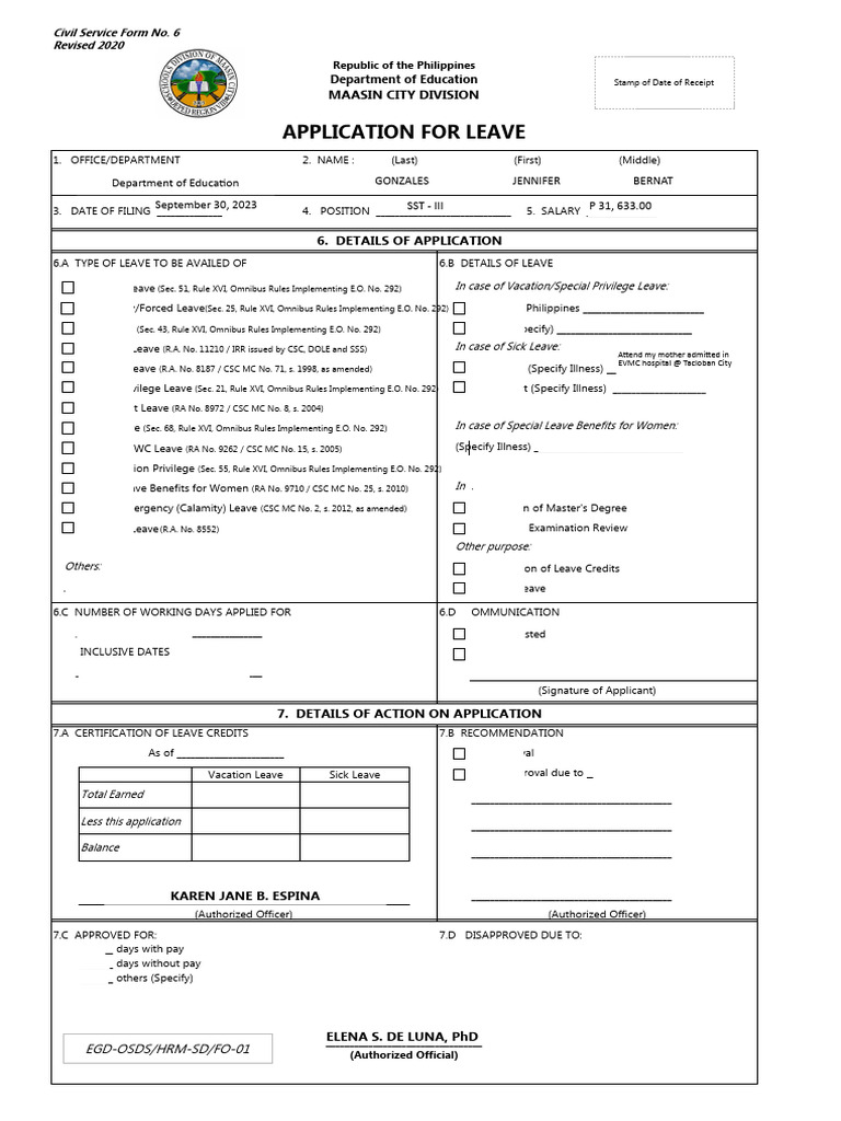 FORM6 DepEd CODED | Download Free PDF | Parental Leave | Childbirth