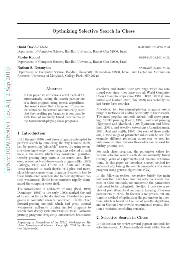 Optimizing Selective Search in Chess | PDF | Applied Mathematics ...