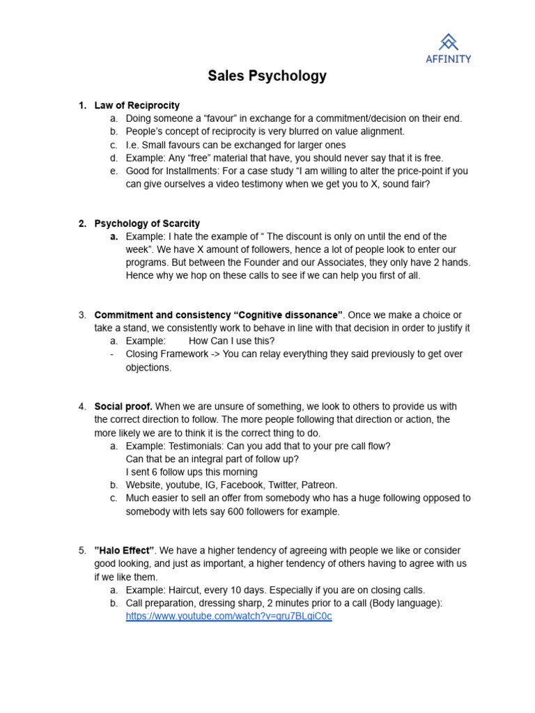 Sales Psychology | PDF | Communication | Cognitive Science