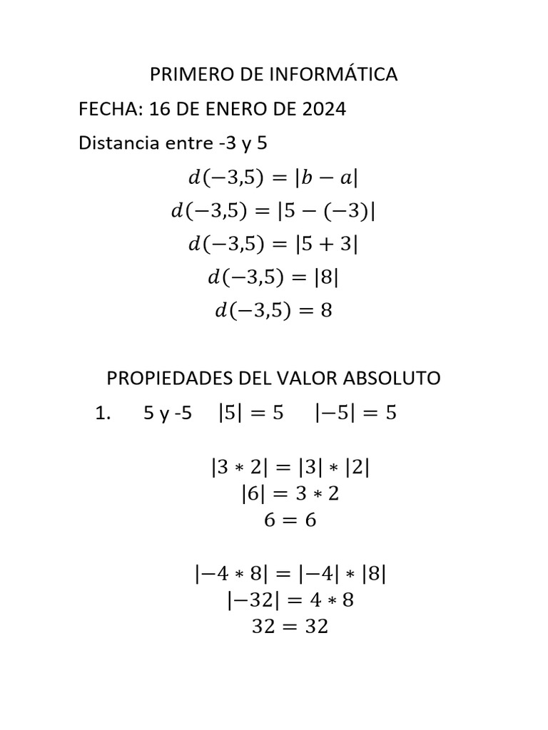 Primero de Informática 16-01-2024 | PDF | Matemáticas | Análisis matemático