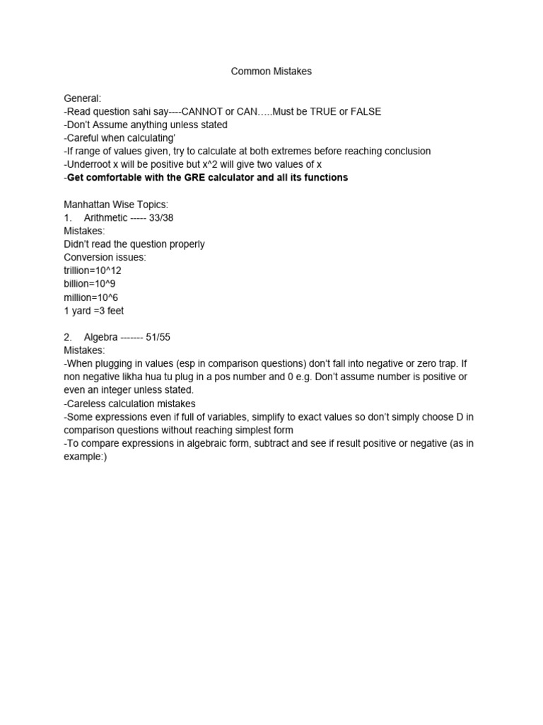 GRE Math Mistakes Guide | PDF | Area | Triangle