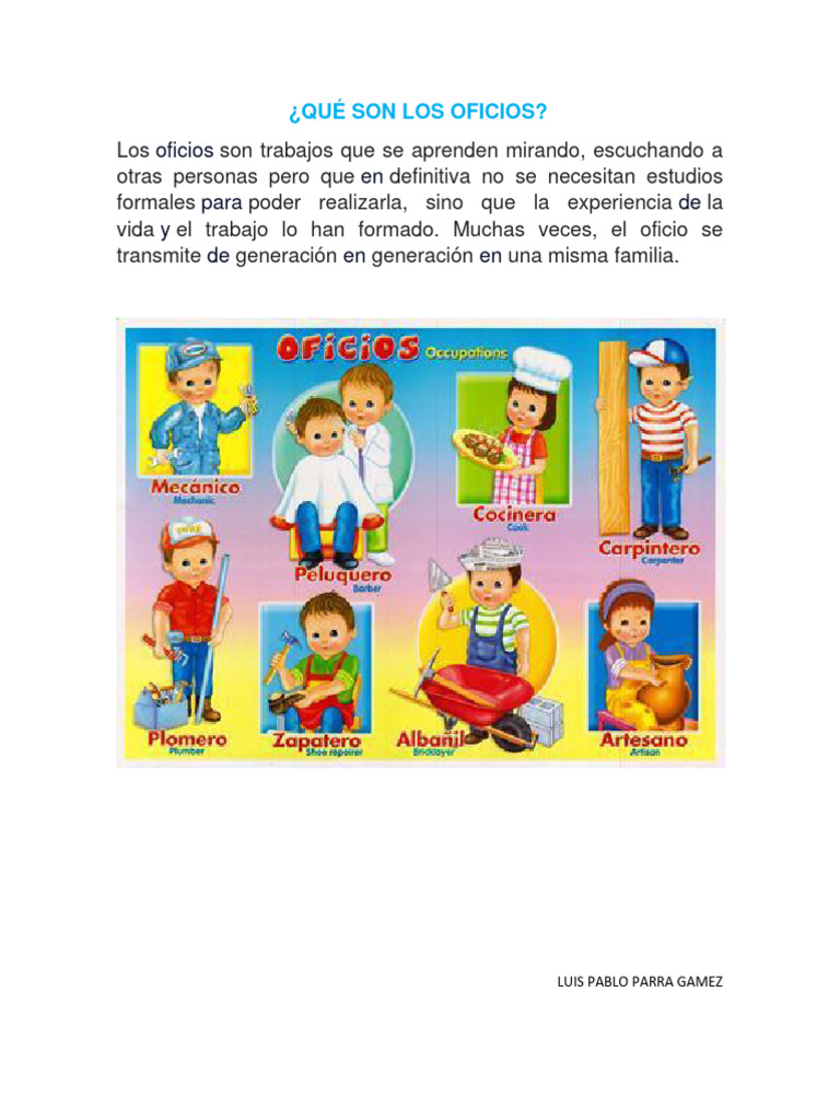 Definición y Aprendizaje de Oficios | PDF | Crecimiento personal y ...