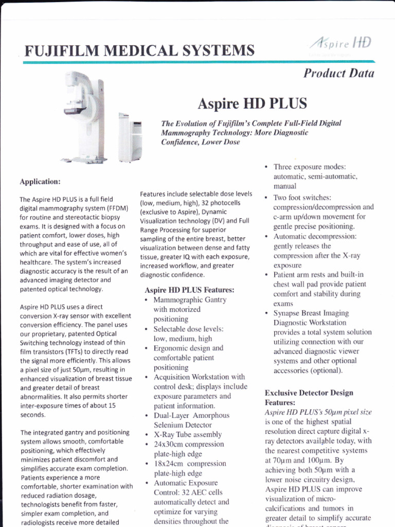 Mammography Product Sheet | PDF | Mammography | X Ray