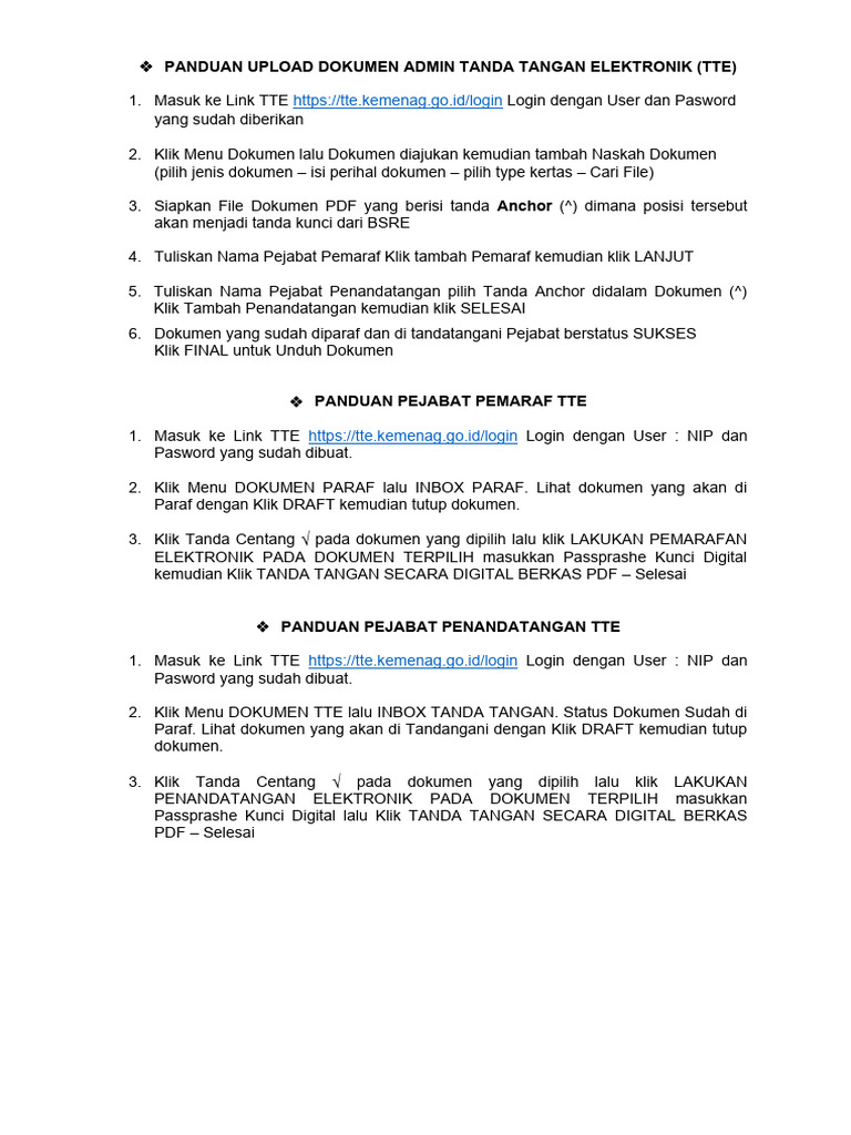 Panduan TTE Kemenag: Upload Dokumen | PDF | Teknologi & Rekayasa