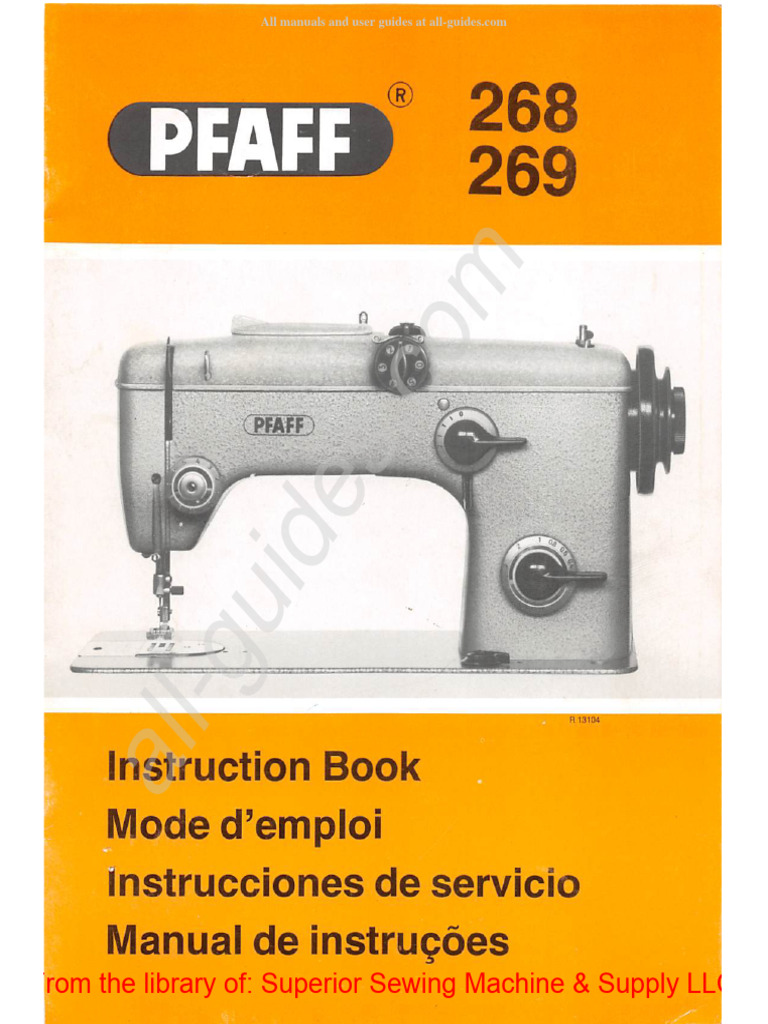 Pfaff 268/269 Sewing Machine Instruction Manual | PDF | Sewing | Textiles