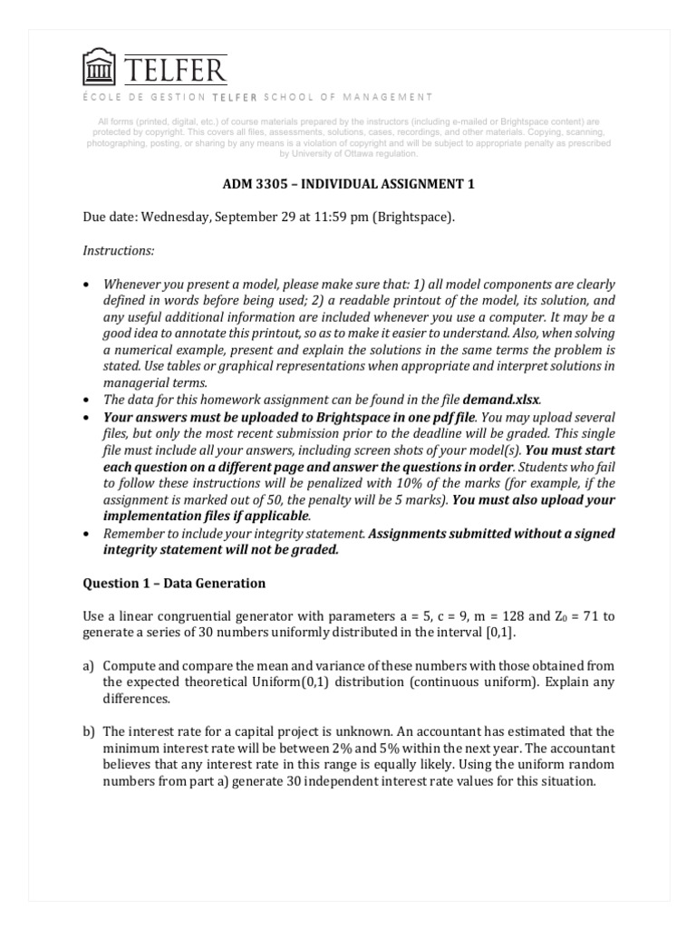 Assign 1 | PDF | Applied Mathematics | Statistics