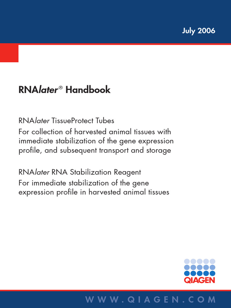 EN RNAlater Handbook | PDF | Qiagen | Gene Expression