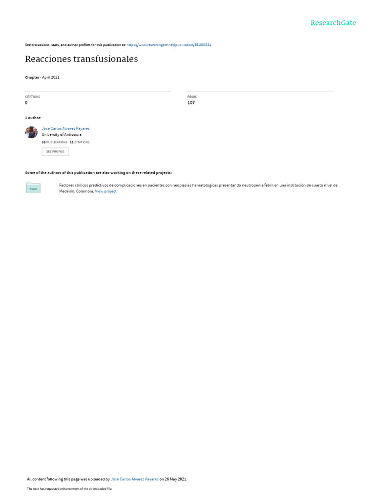 Re Acci Ones Transfusion A Les 2021 | PDF | Transfusión de sangre | Sangre