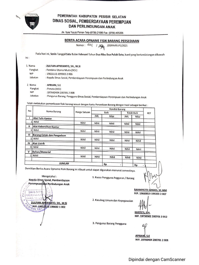 BA Opname Fisik Barang Persediaan 2021 | PDF