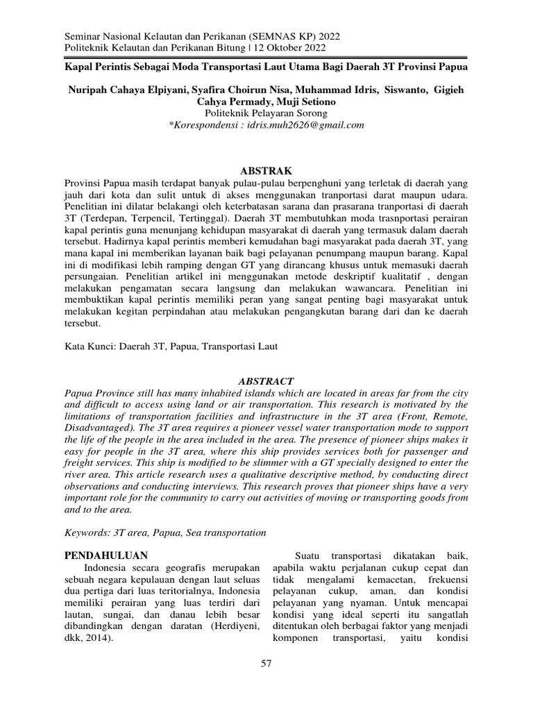 Kapal Perintis Sebagai Moda Transportasi Laut Utama Bagi Daerah 3T ...