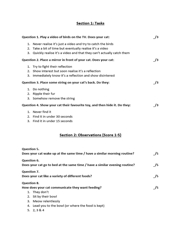 Cat IQ Test | PDF | Cats