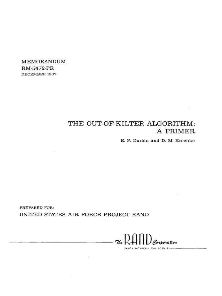 The Out-of-Kilter Algorithm. A Primer | PDF The Out-of-Kilter Algorithm. A Primer | PDF