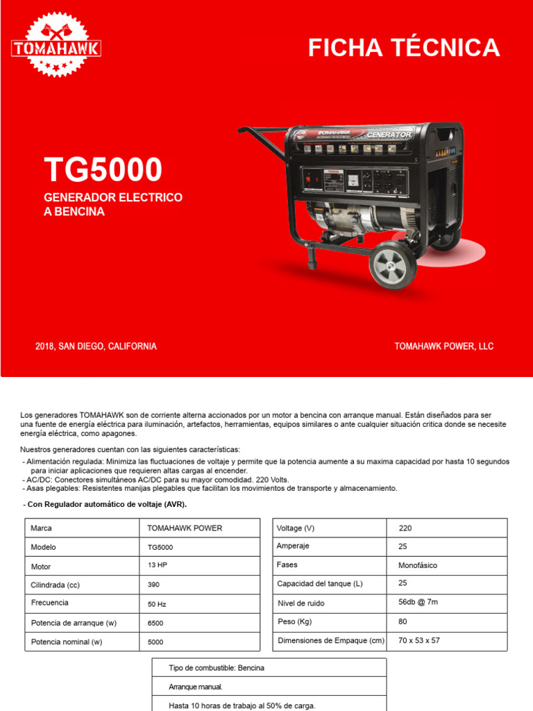 Ficha Generador TG5000 | PDF