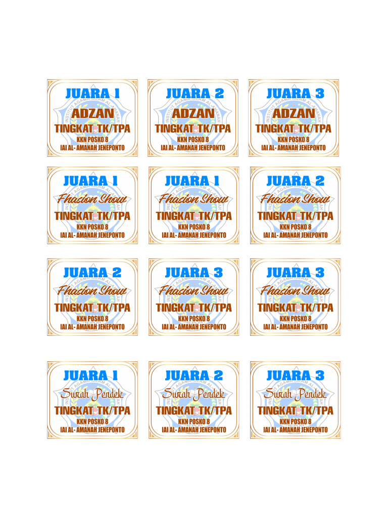 Stiker Piala KKN Jeneponto | PDF