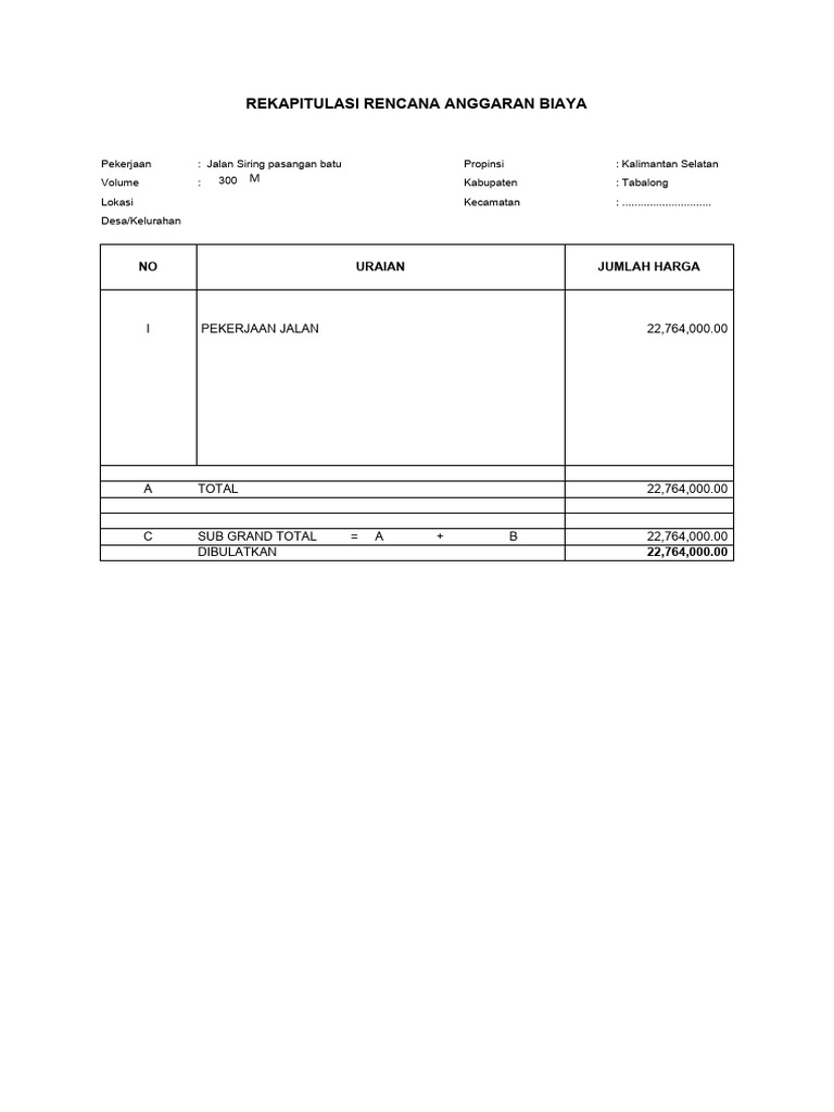 Contoh RAB Jalan Rabat Beton | PDF