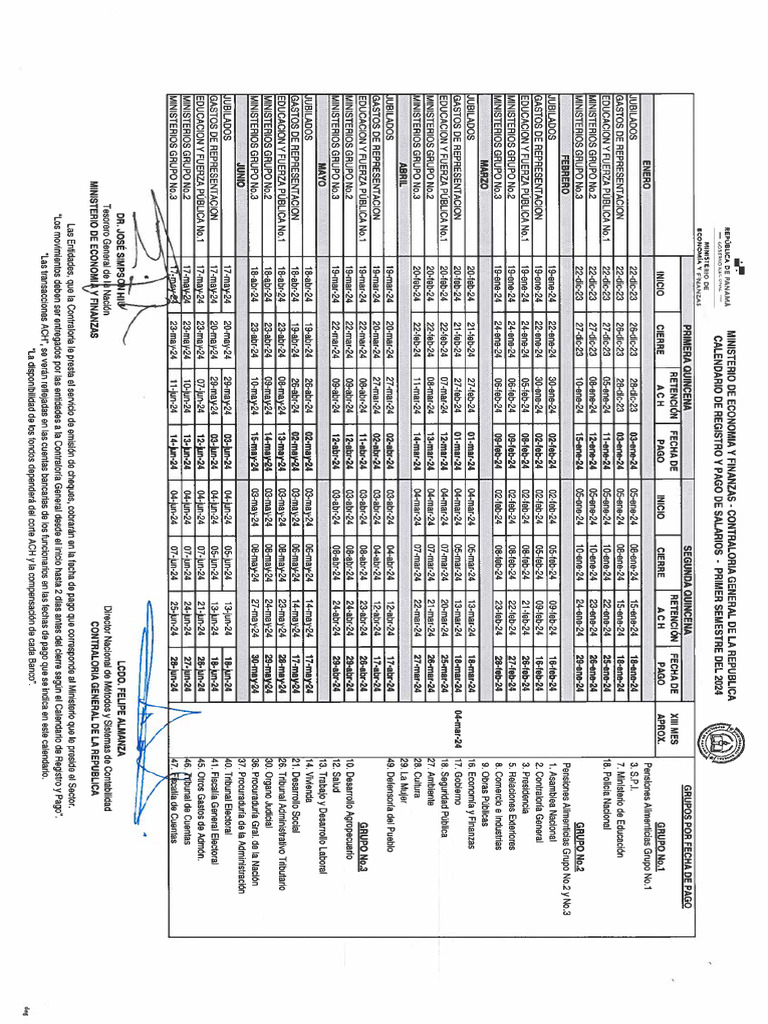 Calendario de Pago Del Primer Semestre Del 2024 | PDF