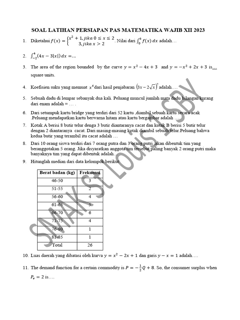 Latihan Soal PAS Wajib XII 2023 | PDF