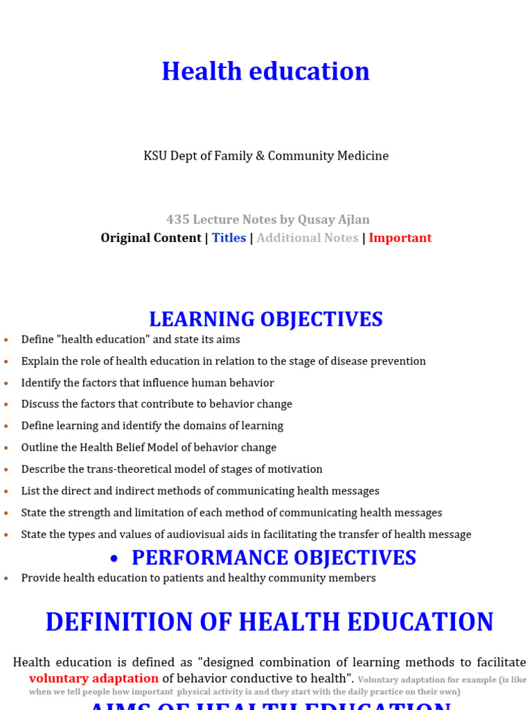 Health Education | PDF | Behavior | Health Education