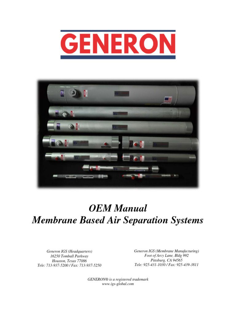 GENERON Manual 2018 Rev1 | PDF | Valve | Filtration