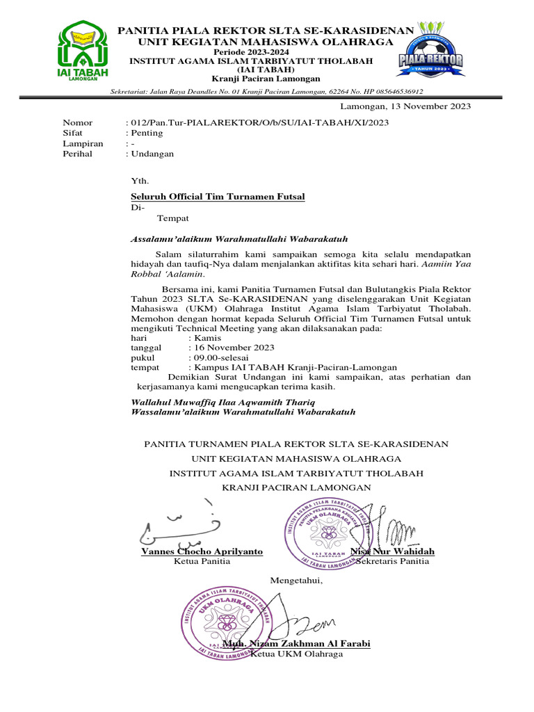 Surat Undangan TM | PDF