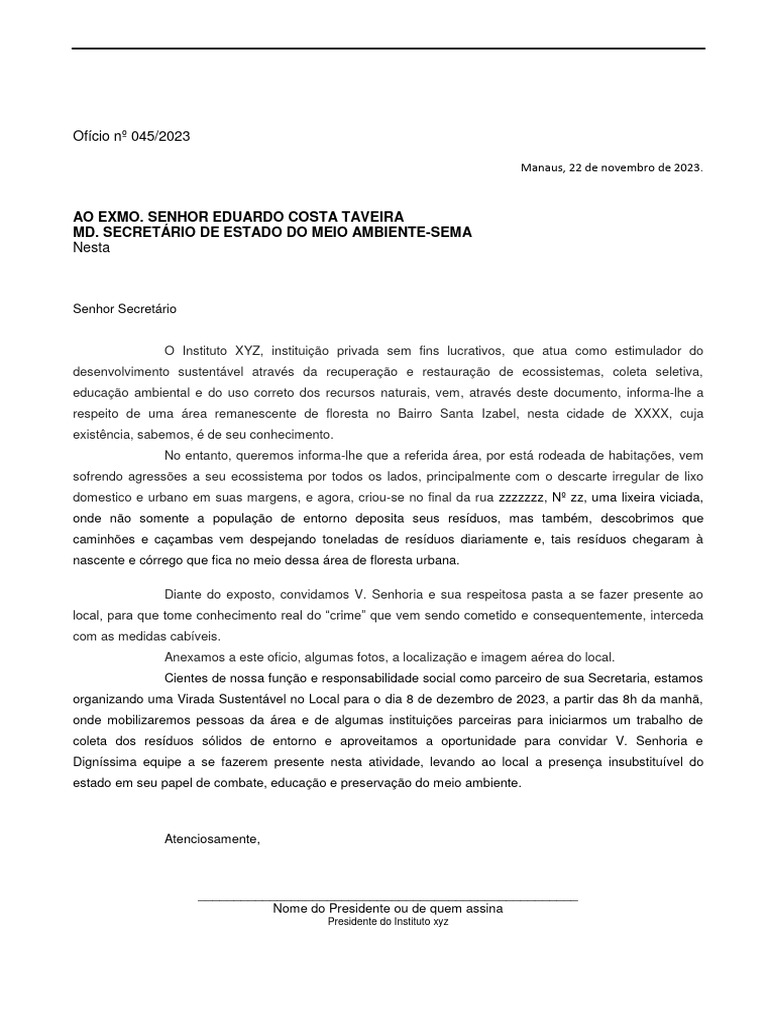 Modelo de Oficio para SEMA | PDF