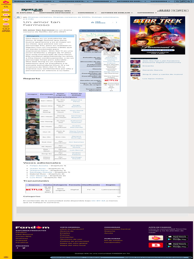 Un Amor Tan Hermoso Doblaje Wiki Fandom | PDF | Autoorganización