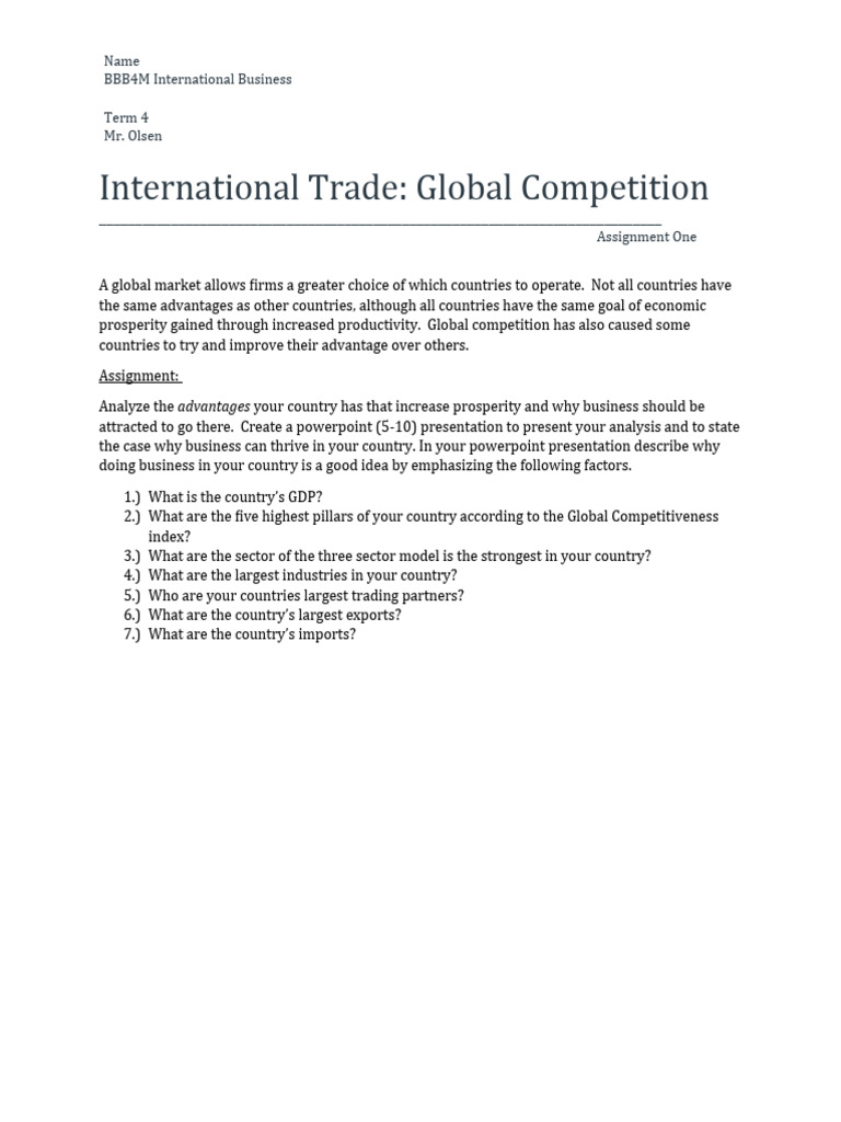 BBB4M 1 - International Trade | PDF