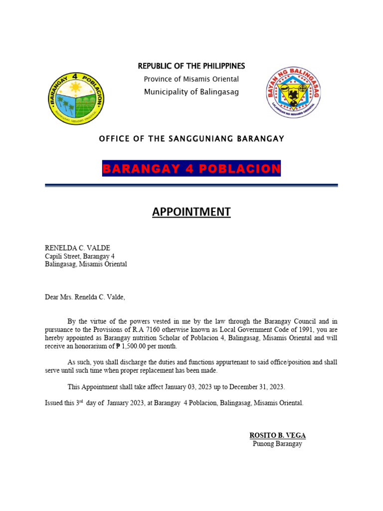 Appointment Letter | PDF