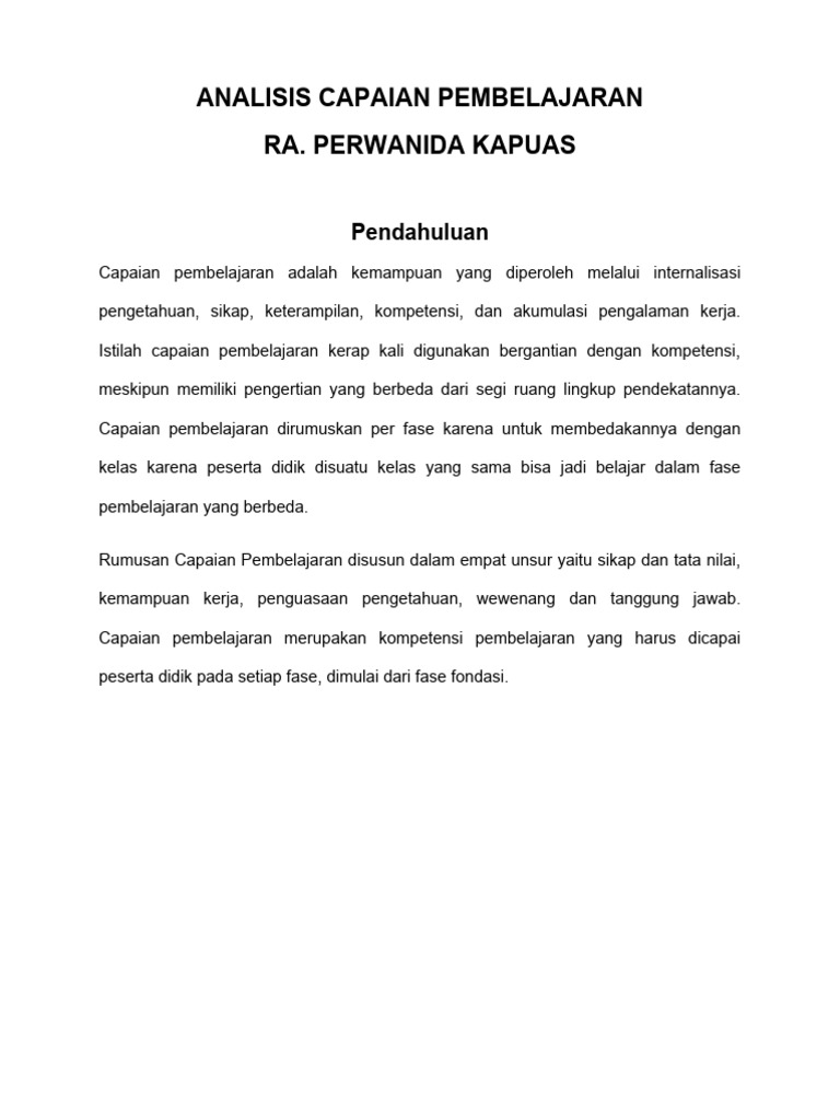 Analisis Capaian Pembelajaran | PDF