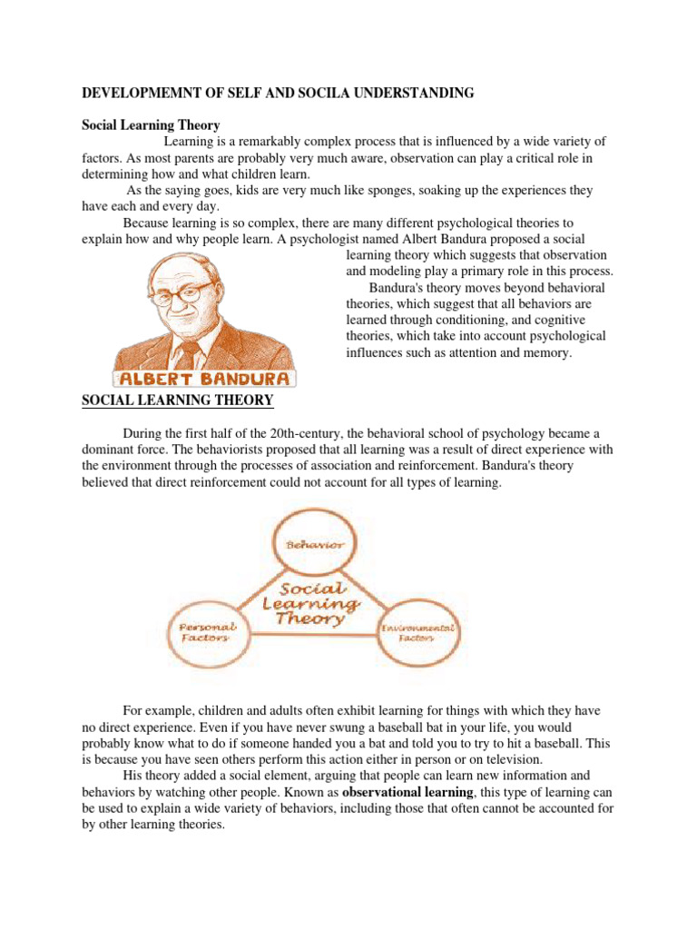 Topic 2. DEVELOPMEMNT OF SELF AND SOCILA UNDERSTANDING | PDF | Learning | Behaviorism