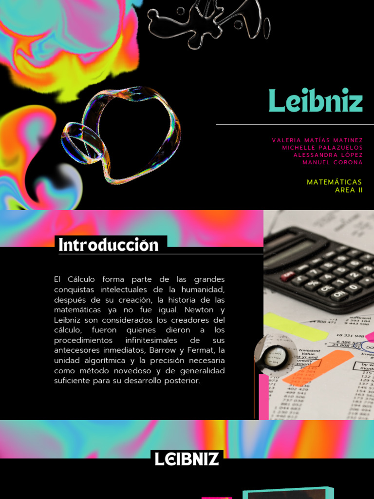 Presentación Leibniz | PDF | Gottfried Wilhelm Leibniz | Enseñanza de matemática