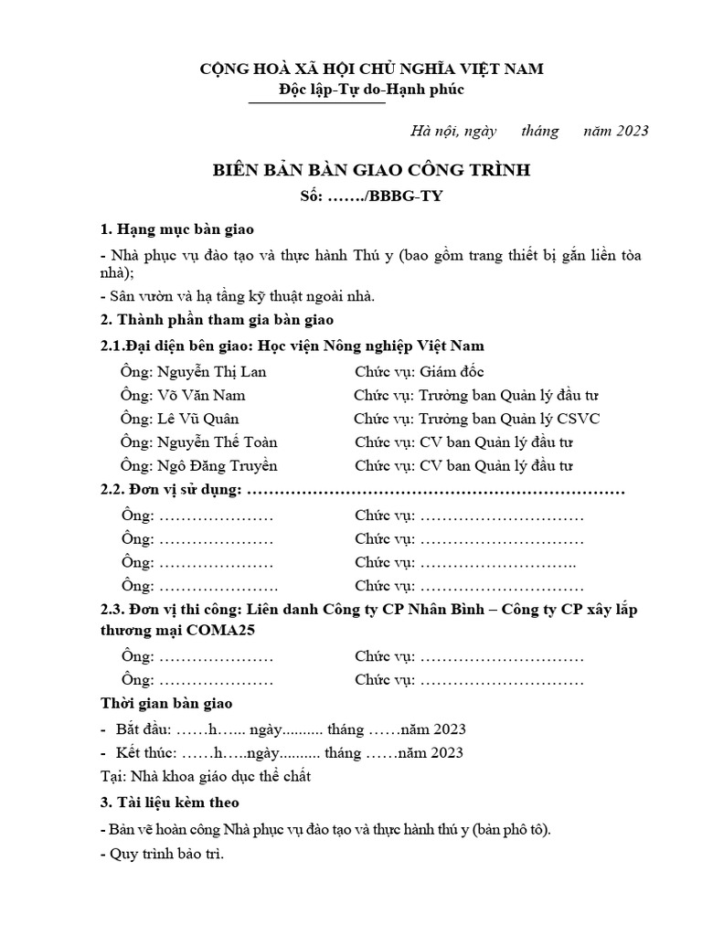 BB Bàn Giao Nha TY | PDF