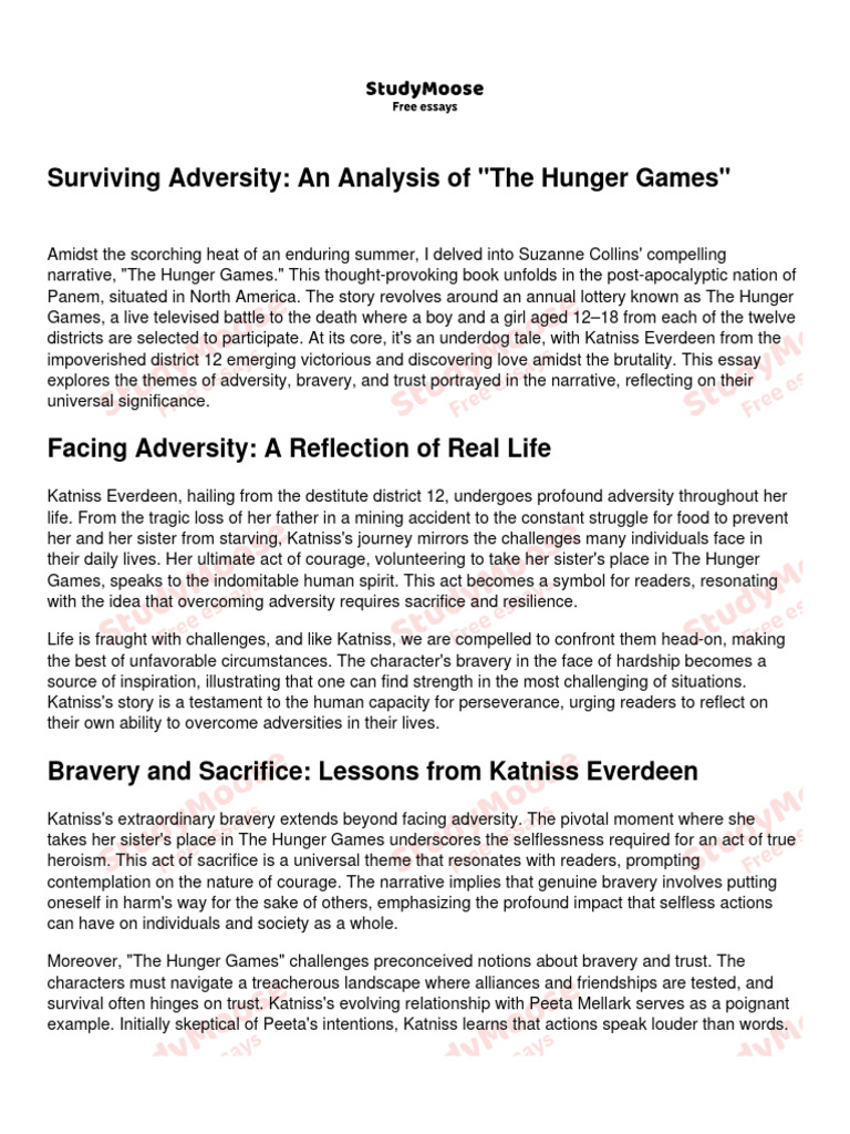 Surviving Adversity An Analysis of The Hunger Games | PDF | Courage ...