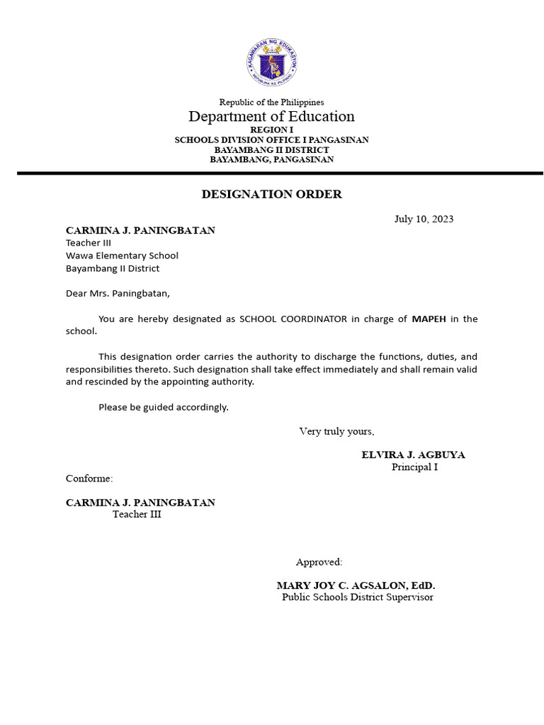 Designation Order | PDF | Government