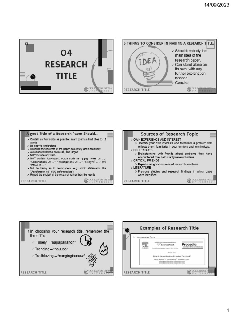 4 - Research Title | PDF | Psychological Concepts | Methodology