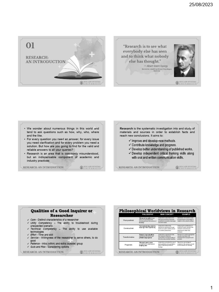 01 - Research - Intro - HANDOUT | PDF | Qualitative Research ...