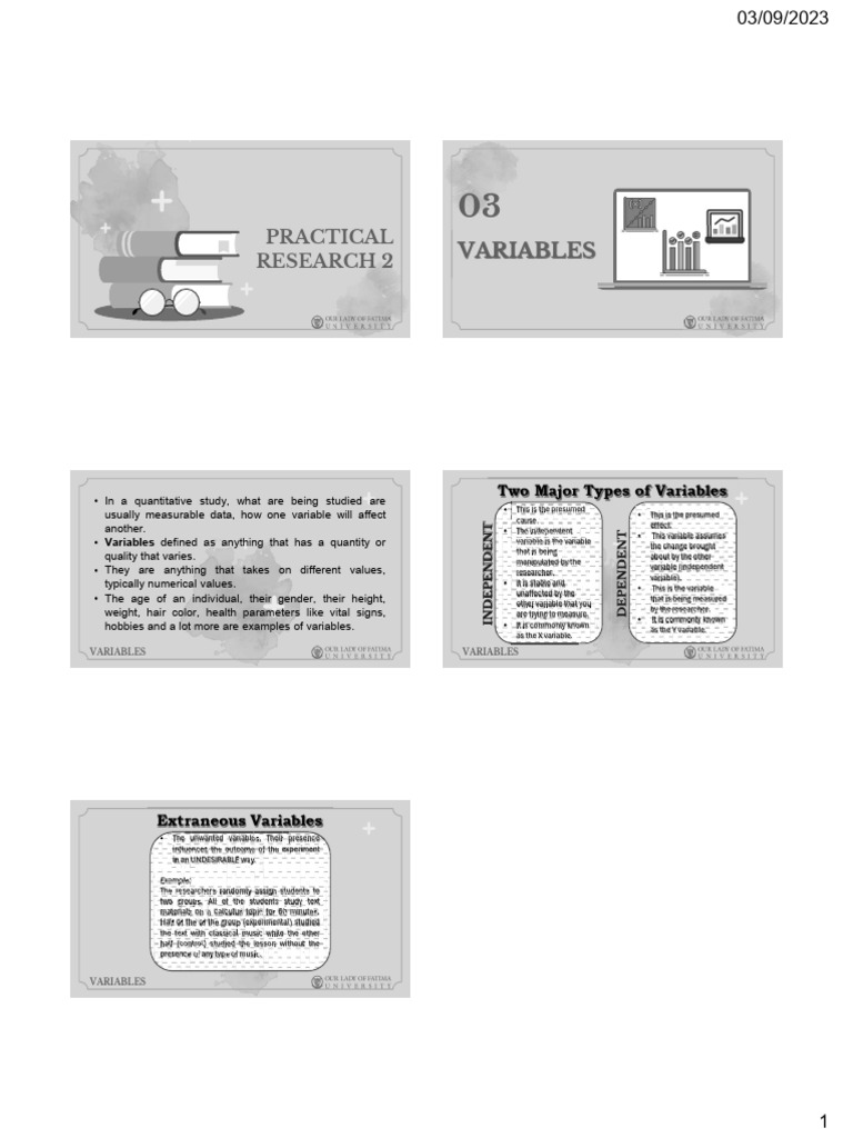 03 - Variables - HANDOUTS | PDF | Dependent And Independent Variables | Scientific Method