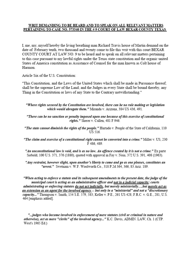 Writ Ti Be Heard | PDF | Practice Of Law | State Bar Of California